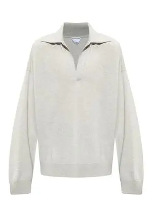 Bottega Veneta Bv Embroidered Knitted Polo Shirt - Gray