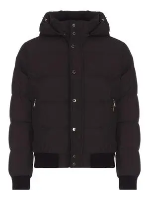 MOORER Hooded Quilted Bomber Jacket - Black