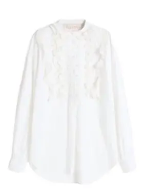 Valentino Garavani Embroidered Ruffle Blouse - White