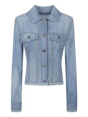 Ermanno Scervino Fitted Buttoned Denim Jacket - Blue