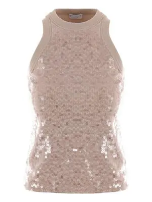 Brunello Cucinelli Brunello Cucinelli Sequined Cotton Tank Top No