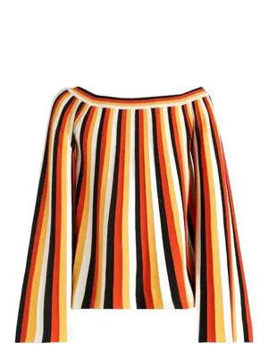 Chloé Off-the-shoulder Striped Fine Knit Top - Multicolor