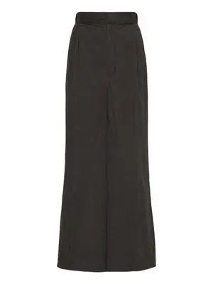 MAISON MARGIELA High Waist Wide Leg Pleated Trousers - Black