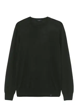 FAY Round Neck Wool Sweater - Dark Green