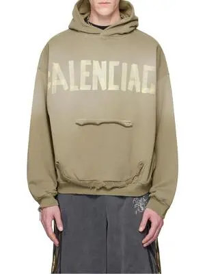 Balenciaga Distressed Logo Hoodie - Gray