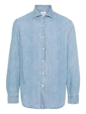 Brunello Cucinelli Long Sleeved Denim Shirt - Light Blue