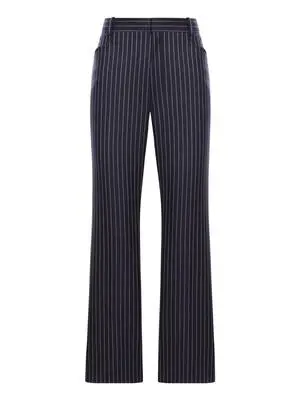 TOM FORD Tailored Pinstripe Wide Leg Pants - Black