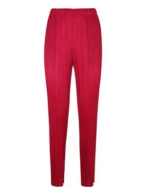 PLEATS PLEASE BY ISSEY MIYAKE Elasticated Waistband Pleated Trousers - Red