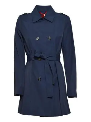 MAXCO. Max&co. Belted Double-breasted Long Sleeved Coat - Blue