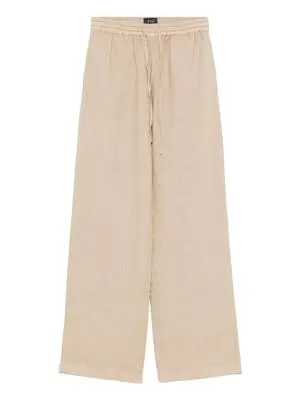 FAY Fay Linen Straight-Leg Trousers Beige