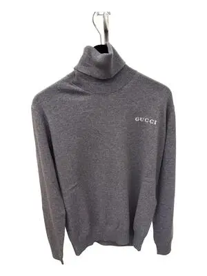 Gucci Turtleneck Knitted Jumper With Chest Logo - Black