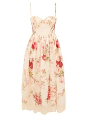 Zimmermann Roselight Picnic Midi Dress - Nude