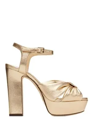 JIMMY CHOO Open-toe High-heeled Platform Sandals With Knot Detailing - Nude