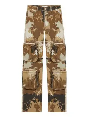 Blumarine Camouflage Printed Straight Leg Cargo Jeans - Green