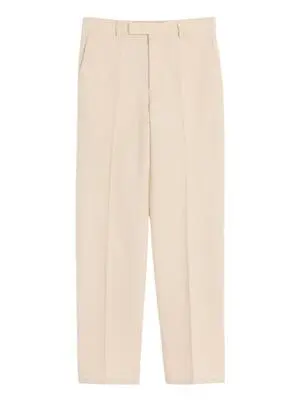 Valentino Garavani Pleat Detailed Straight Leg Trousers - Cream