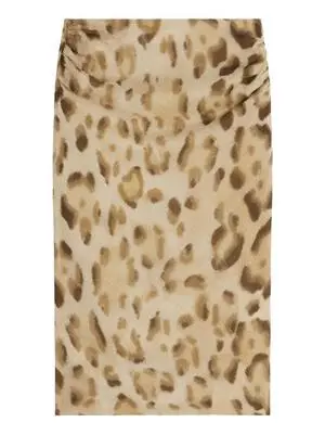 Celine Hobble Skirt In Muslin With Gathered Detail - Brown