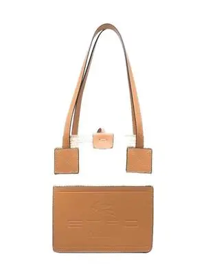 Etro Logo-patch Straw Tote Bag - Nude
