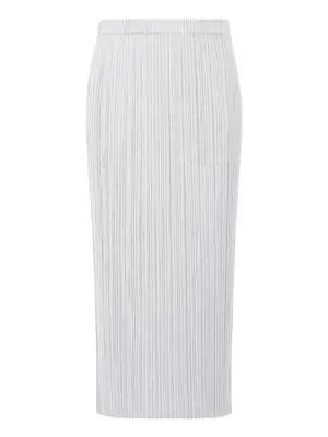 PLEATS PLEASE BY ISSEY MIYAKE Pleated Midi Skirt - Light Gray