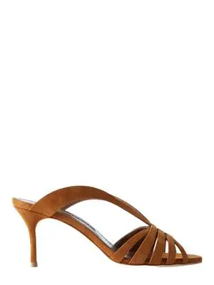 Manolo Blahnik Amaluna" Suede High-heeled Sandals - Brown