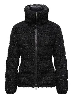 Moncler Urbel Tweed Short Down Jacket - Black