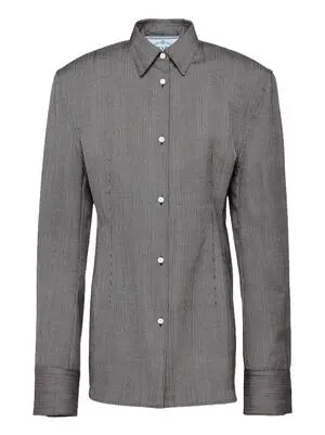 Prada Single-breasted Pinstripe Wool Jacket - Gray