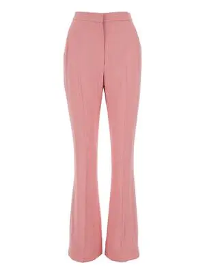 Alexander McQueen High Rise Flared Crepe Trousers - Pink