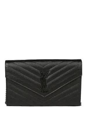 Saint Laurent Monogram Logo Plaque Shoulder Bag - Black