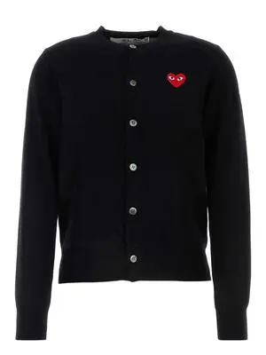 Play Comme Des Garcon Cardigan With Heart Logo - Black