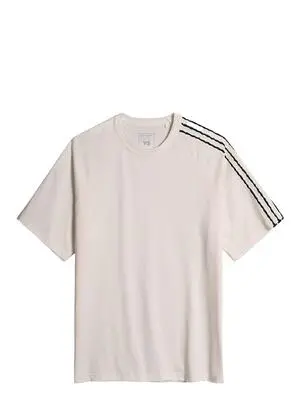 Y3 Raw Edge 3 Stripes Short Sleeved T-shirt - White