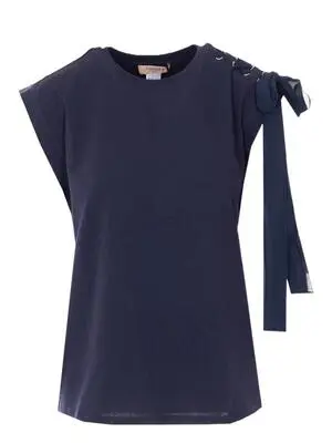 TWINSET Sleeveless Bow Detail T-shirt - Black