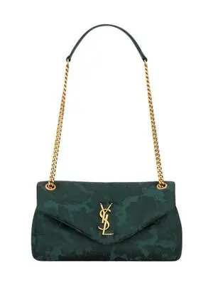 Saint Laurent Saint Laurent Calypso Jacquard Small Shoulder Bag Emerald
