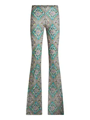 Etro Etro Printed Flared Trousers Gray