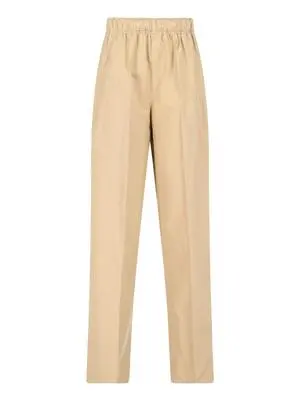 Prada Wide-leg Pants With Triangle Logo Plaque - Rope Ash