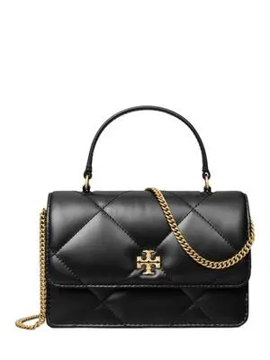 Tory Burch Mini Kira Diamond Quilt Top-handle Chain Wallet - Black