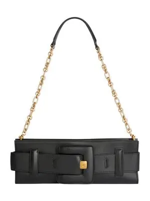 Balmain Balmain Anthem Smooth Leather Clutch With Chain Strap Black