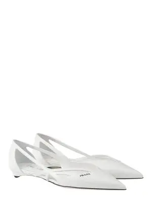 Prada Prada Pointed-Toe Cut-Out Detailed Ballerinas White