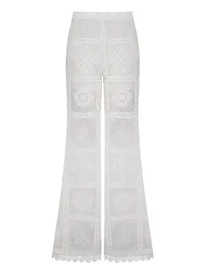 Zimmermann Aster Embroidered Lace Pants - White