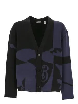 Burberry Intarsia-knit Buttoned Cardigan - Black