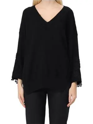 Ermanno Scervino V-neck Sweater With Lace Detailing - Black