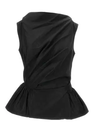 Simone Rocha Draped Bind Peplum Top - Black