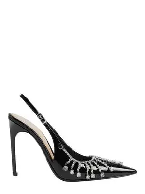 Gucci Guinevere Slingback Pumps With Crystal Chain Detail - Black