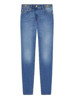 Versace Tapered Leg Jeans With Multiple Pockets - Blue