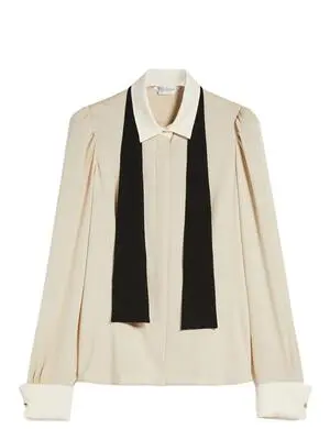 Max Mara Button Detailed Long-sleeved Blouse - Sand-colored