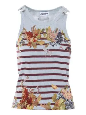 JEAN PAUL GAULTIER Jean Paul Gaultier Marinière Rib Tank Top With Grape Print Multicolor