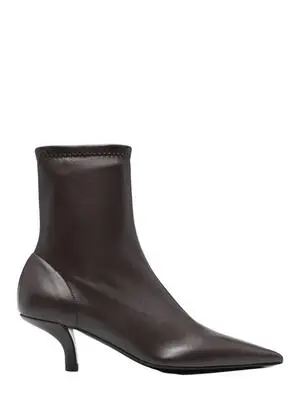 TOTEME Pointed Toe Heeled Sock Boots - Bark