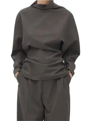 Bottega Veneta Long Sleeve High Collar Top - Gray Mixed Color