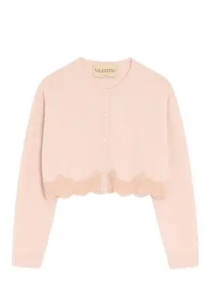 VALENTINO Valentino Wool Cardigan With Lace Detail