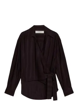 GOLDEN GOOSE Striped Wrap Shirt - Black