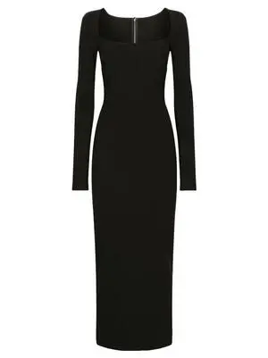 Dolce & Gabbana Long-sleeved Jersey Rib Sheath Dress - Black