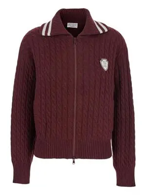 BRUNELLO CUCINELLI Brunello Cucinelli Logo Detailed Zip-Up Cardigan